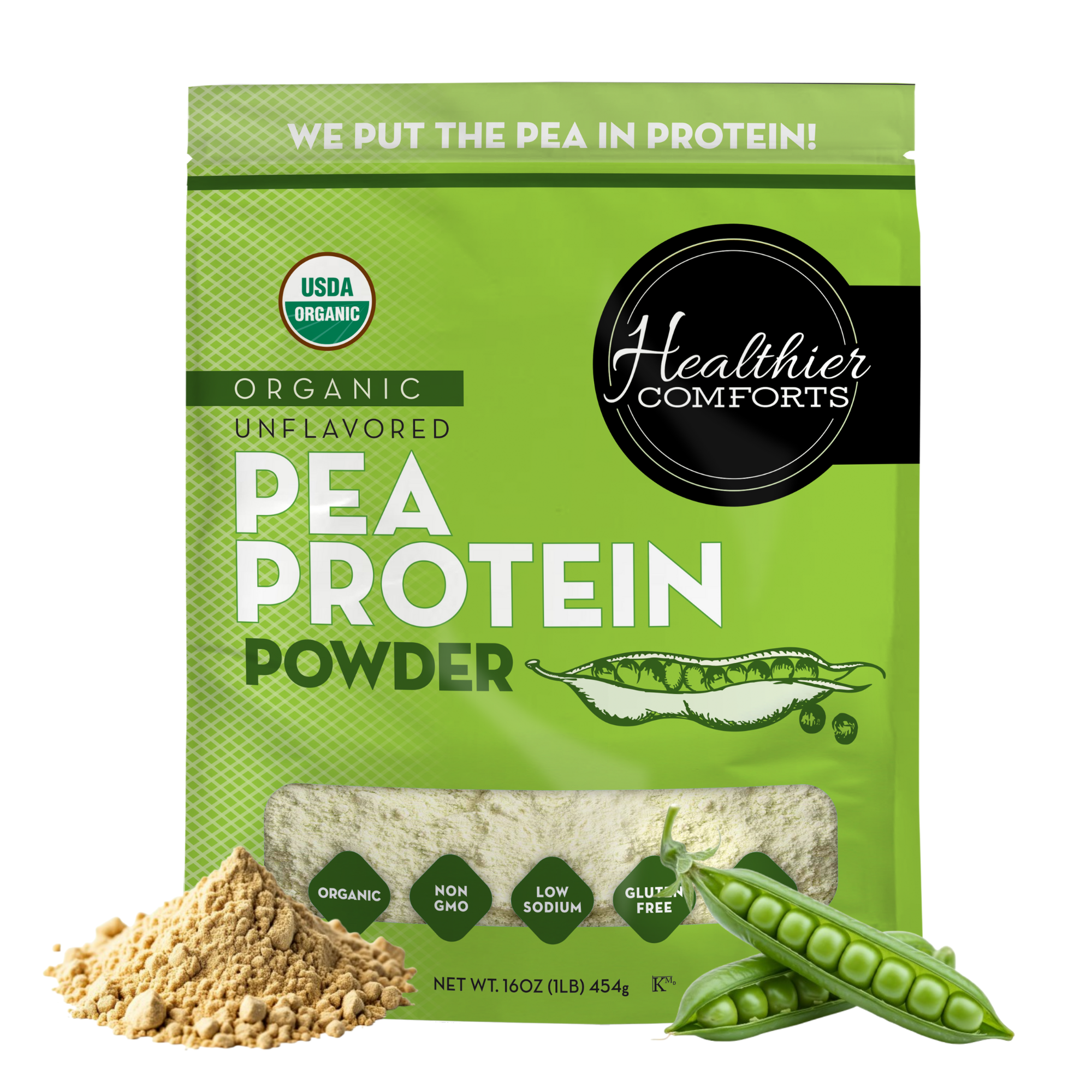 Organic Pea Protein Powder - Unflavored and Reduced Sodium – Healthier ...